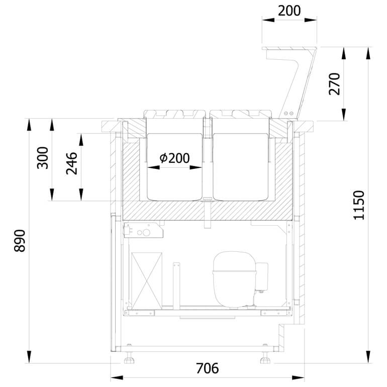 K-1 ML 6 MALAGA | Vitrina za sladoled sa 6 posuda TC Serbia
